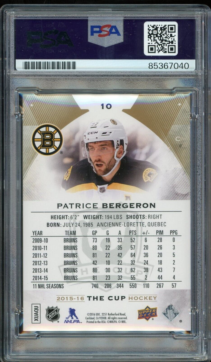 2015-16 UD The Cup Gold Spectrum #/12 Patrice Bergeron PSA/DNA Auto GE ...